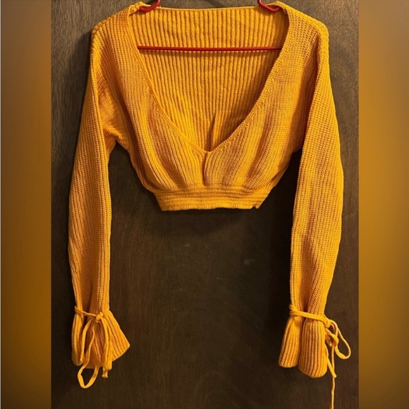 Mohair Pear Boutique | Tops | Sexy Lemon Yellow Long Sleeve With Ties ...